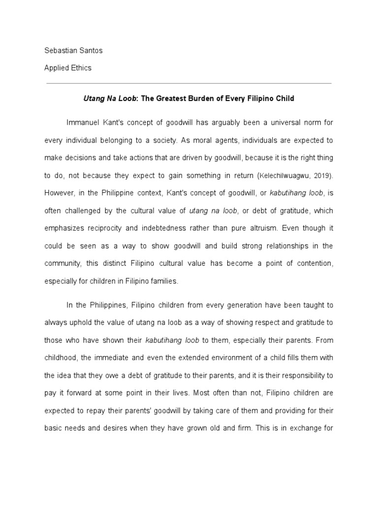 Utang Na Loob | PDF | Social Capital | Social Institutions