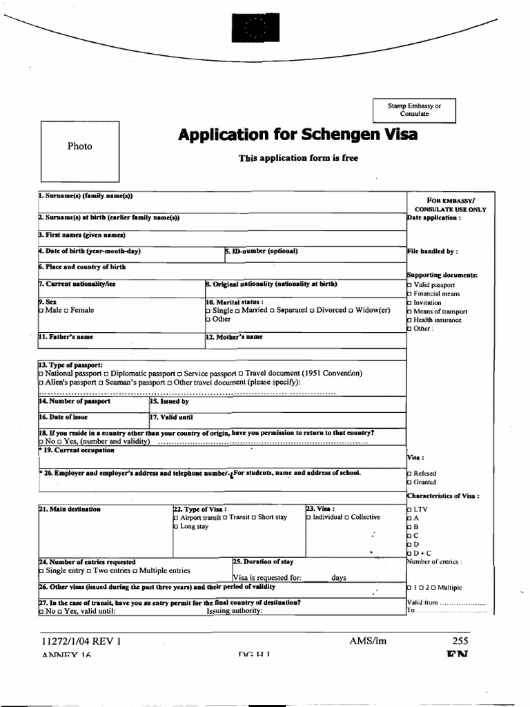 Italy Application Form | PDF
