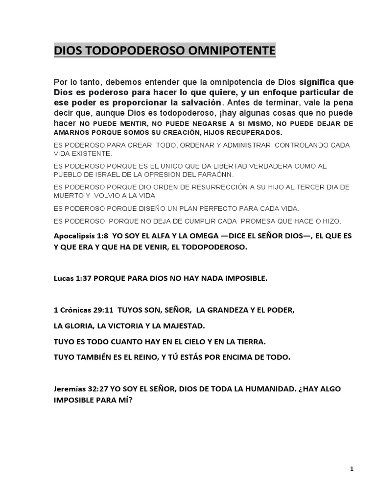 Dios Todopoderoso Omnipotente | PDF | Pecado | Dios