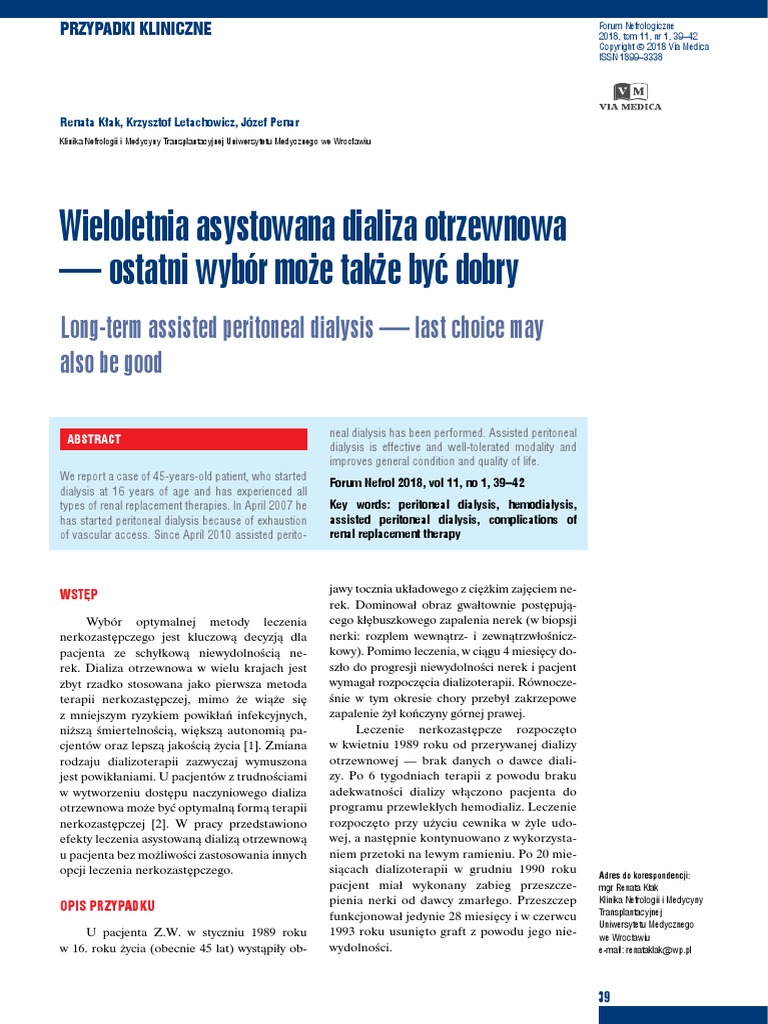 Dializa Otrzewnowa | PDF