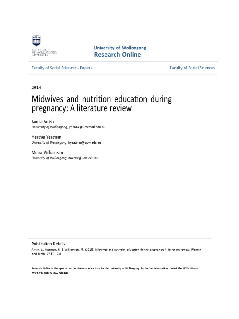 Midwives and Nutrition Education During Pregnancy - A Literature R ...