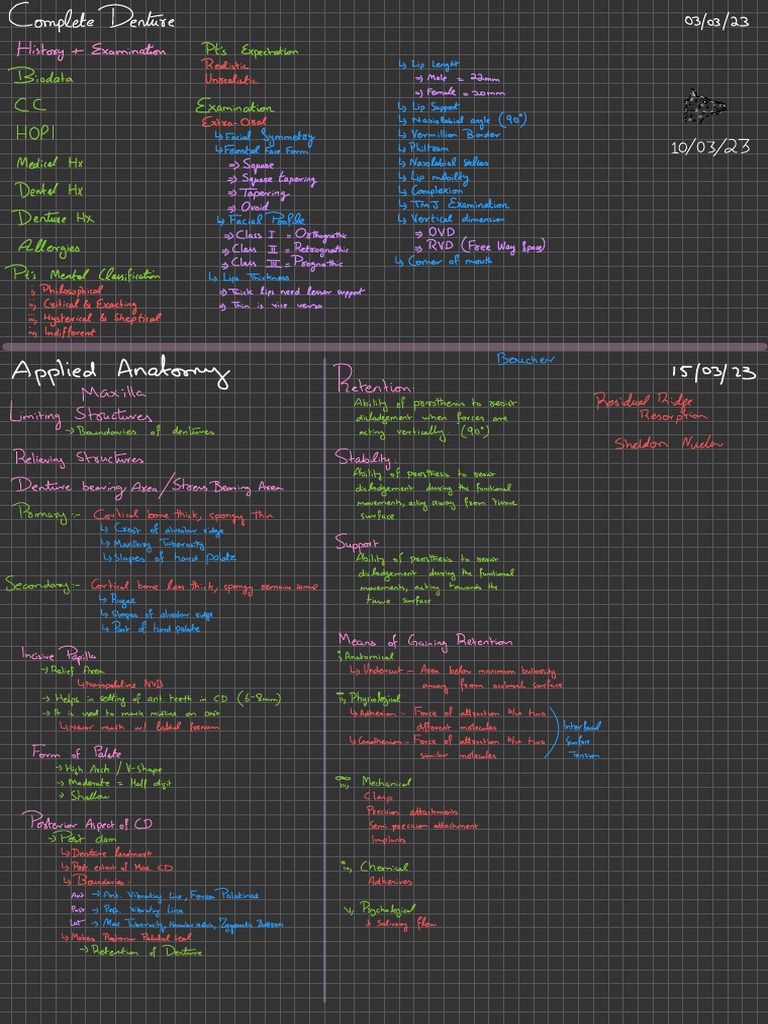CD Class Notes | PDF | Dentures | Dentistry Branches