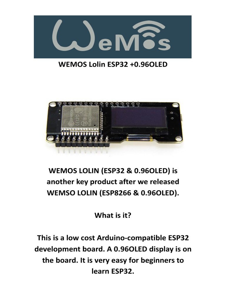 Wemos Lolin Esp32 0.96oled | PDF | Wi Fi | Bluetooth