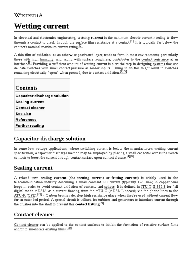 Wetting Current | PDF | Electricity | Electrical Engineering