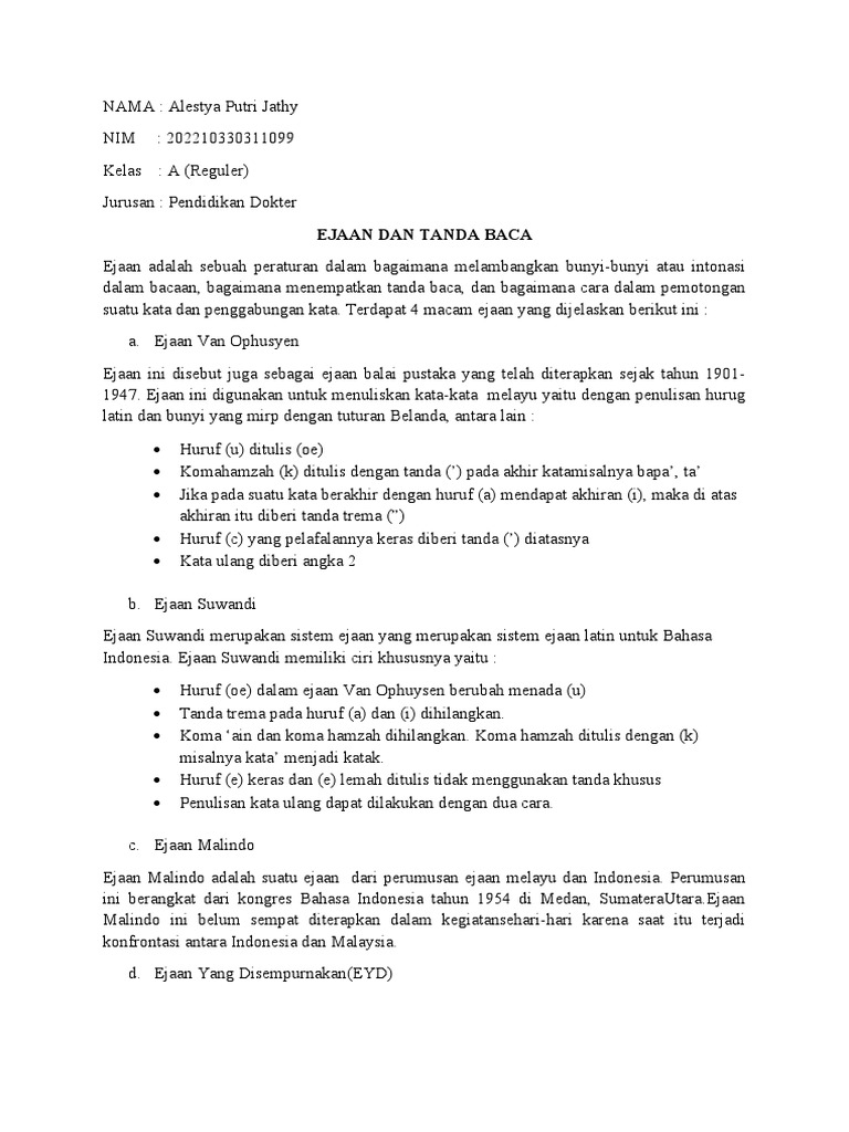 Ejaan Dan Tanda Baca | PDF