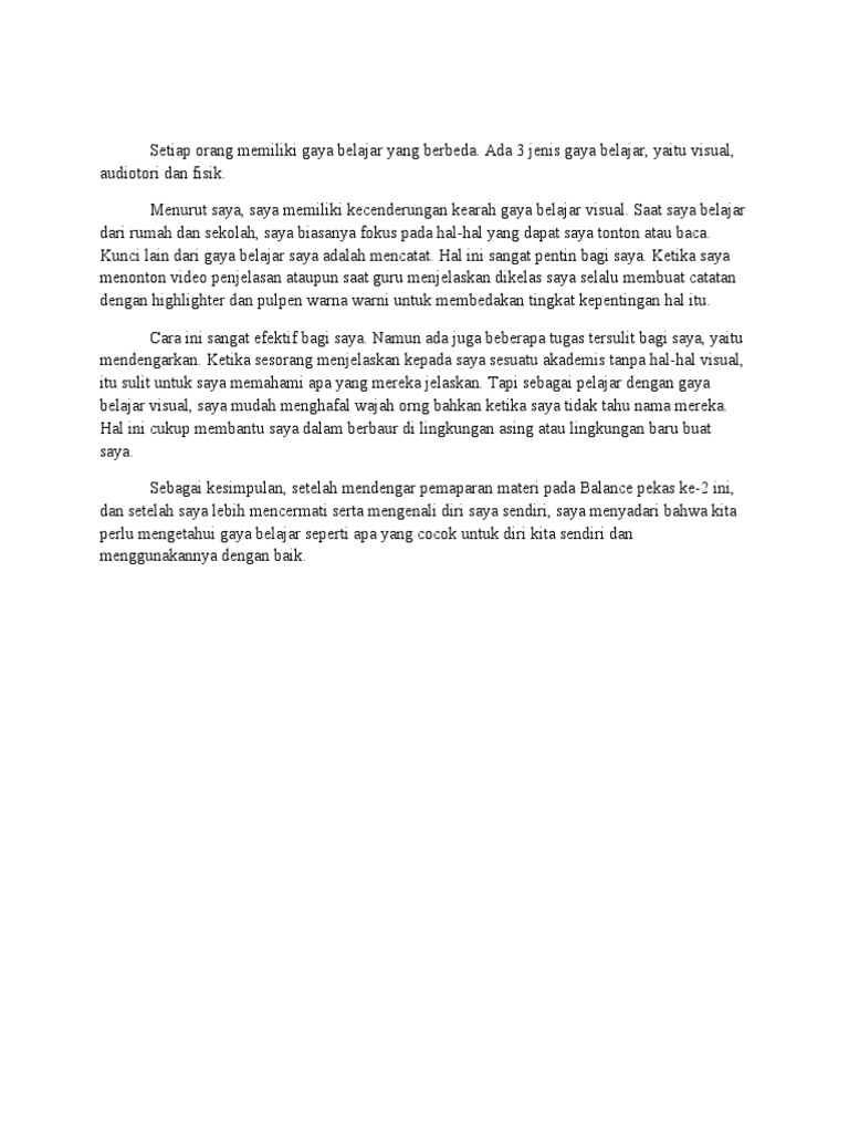 Essay Learning Style | PDF