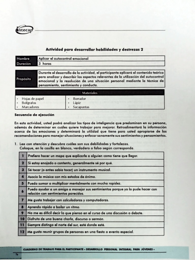 Actividad para Desarrollar Habilidades Destrezas 2: Nombre Duracion ...