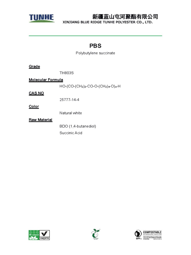 PBS TDS | PDF | Polyester | Chemistry