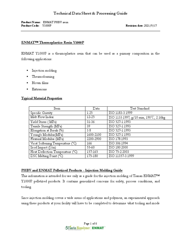 Technical Data Sheet & Processing Guide: ENMAT™ Thermoplastics Resin ...