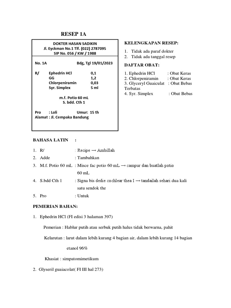 Bahan Ajar Evaluasi Resep Potio | PDF