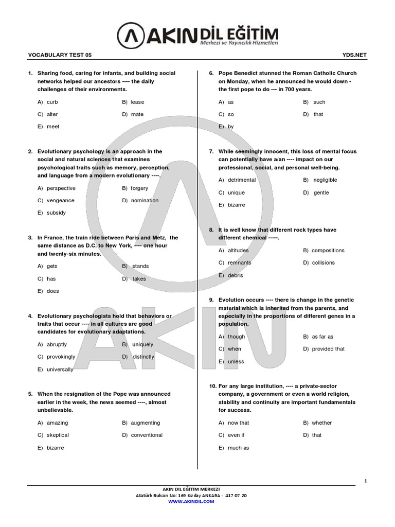 Akin Dil Eğitim Merkezi | PDF | Human | Psychology