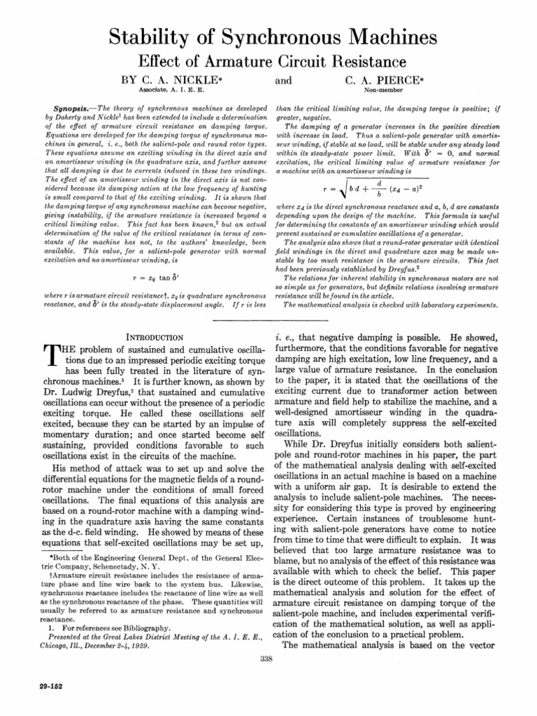 Synchronous Machine Stability Analysis | PDF | Damping | Electric Motor