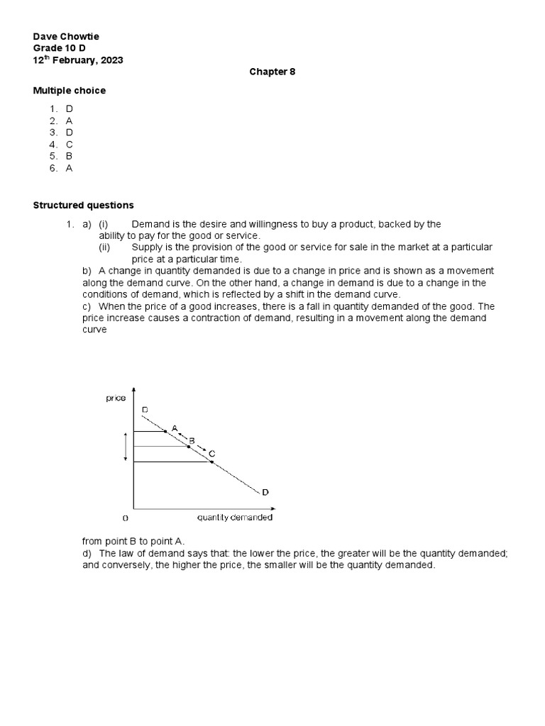 Economics Assignment #2 - Demand and Supply | PDF | Demand | Supply (Economics)