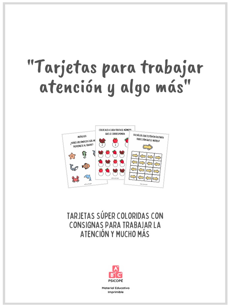 Tarjetas para trabajar atención infantil | PDF
