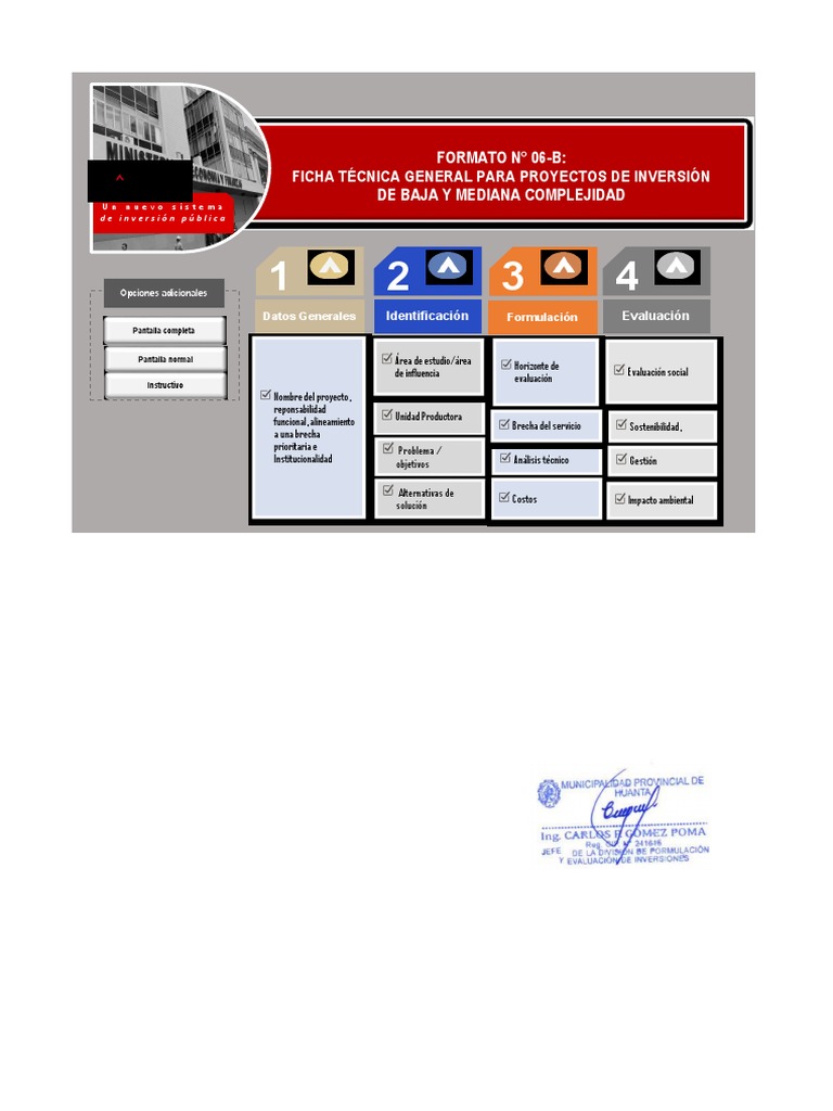 Formato #06-B: Ficha Técnica General para Proyectos de Inversión de Baja Y Mediana Complejidad | PDF