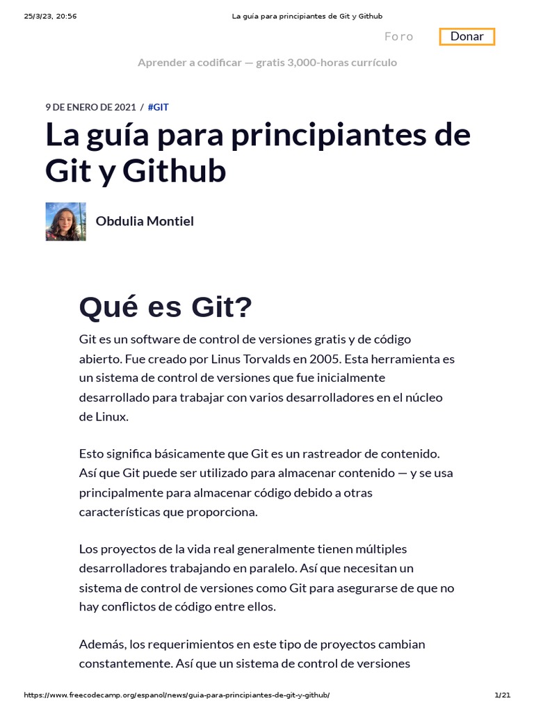 La Guía para Principiantes de Git y Github | PDF | Control de versiones ...