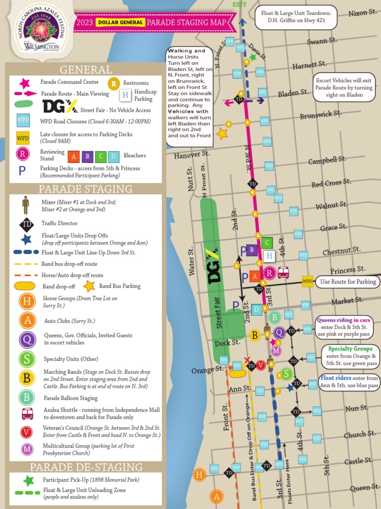 2023 Azalea Festival Parade Staging Map | PDF | Land Transport | Transport