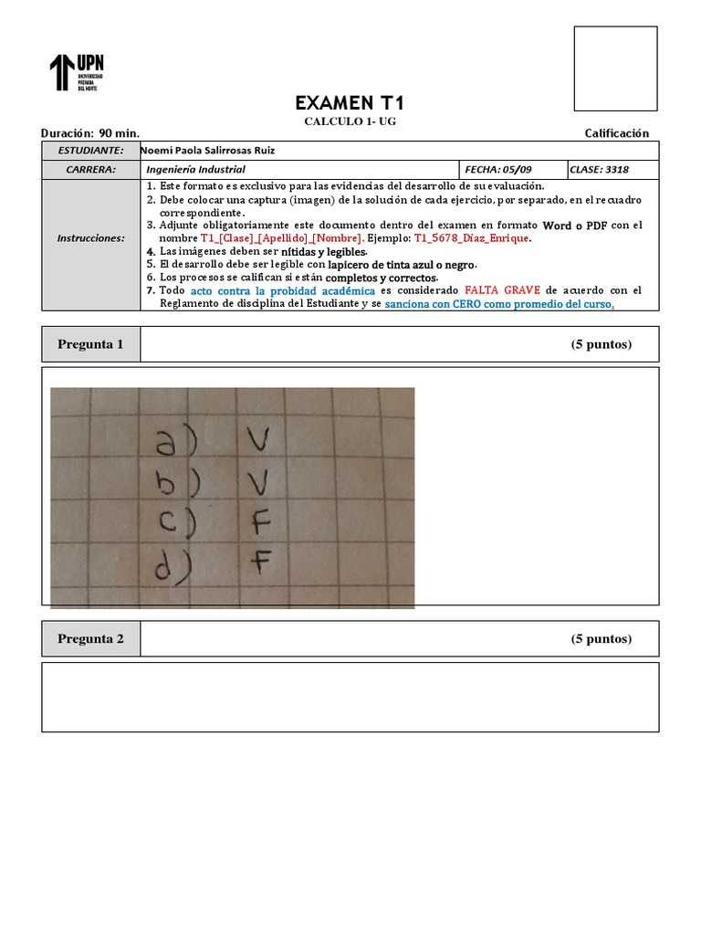 Examen T1: Pregunta 1 | PDF