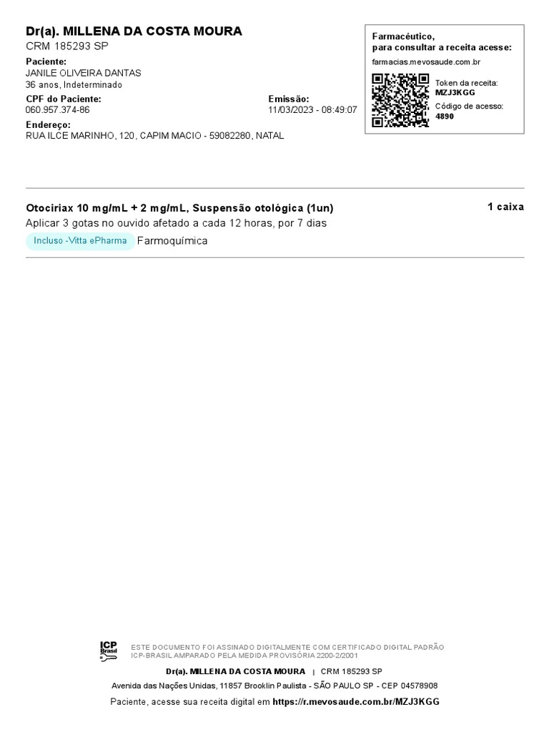 Receita Otociriax | PDF
