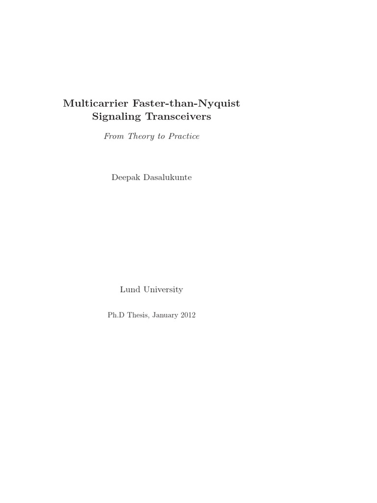 Multicarrier Faster Than Nyquist Signaling Transceivers Pdf