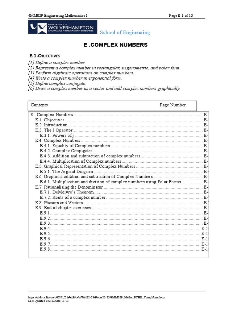 CHE CompNum | PDF | Complex Number | Euclidean Vector