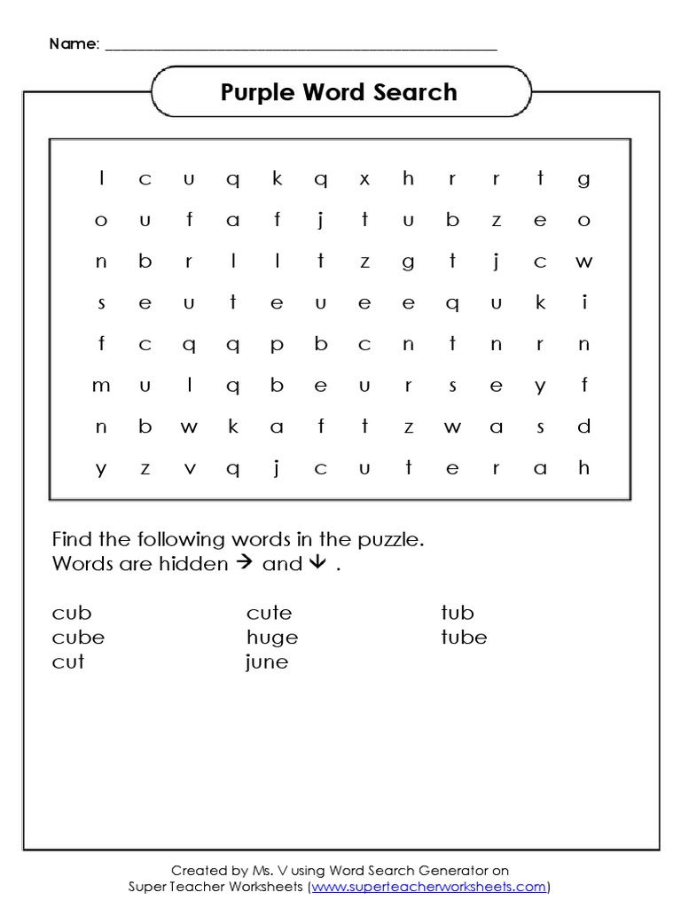 Purple Word Search 2 | PDF
