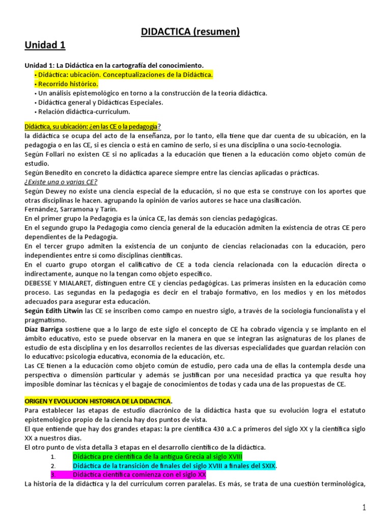 Didactica Resumen-1 | PDF | Plan de estudios | Enseñando