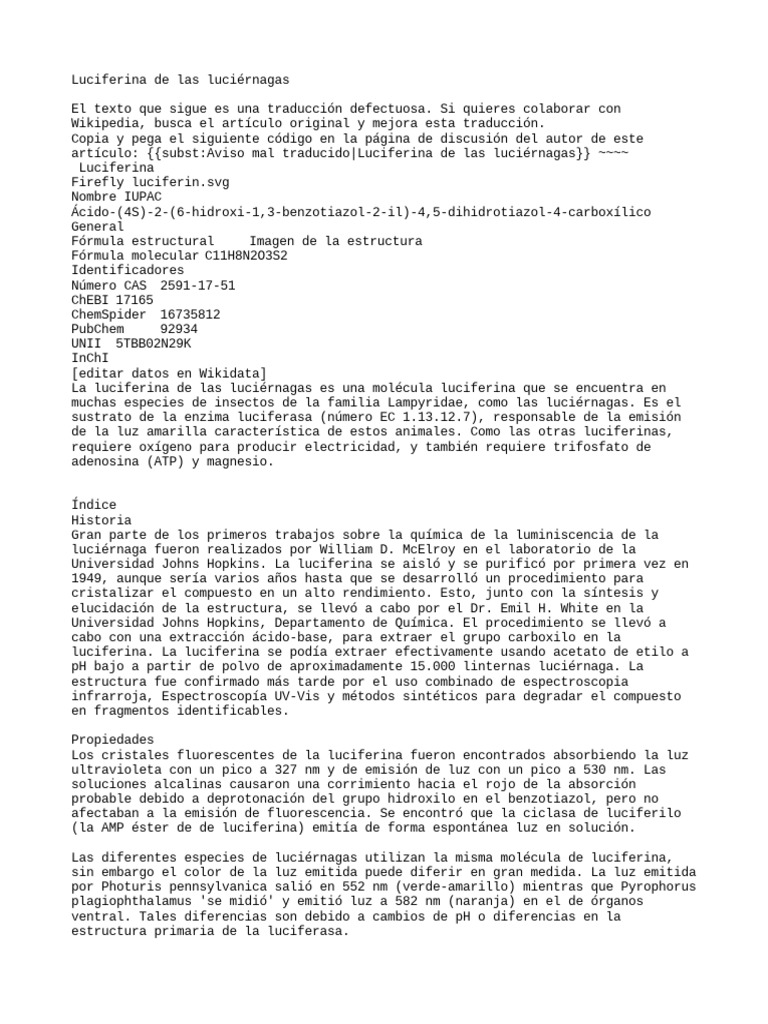Luciferina de Las Luciérnagas | PDF | Química Orgánica | Química