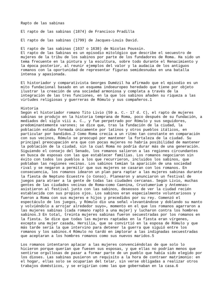Rapto de Las Sabinas | PDF | Roma antigua | Europa antigua