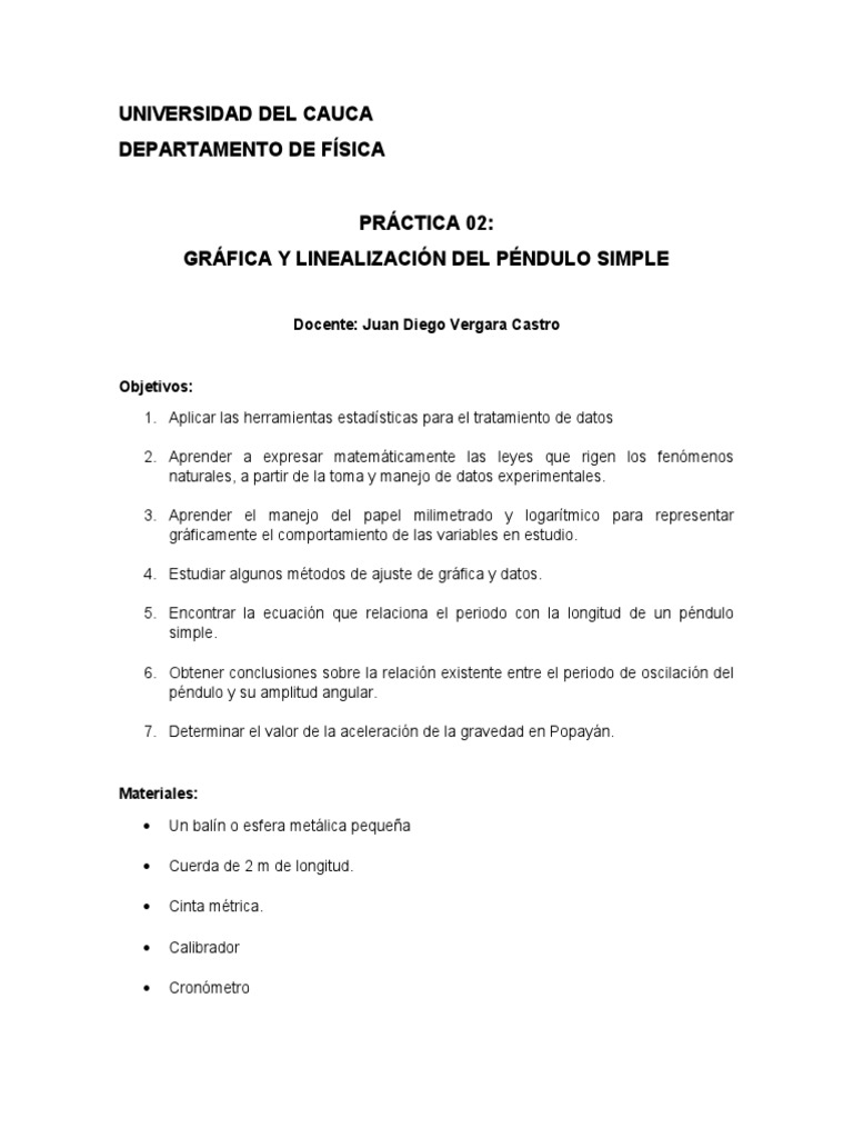 Gráfica y Linealización Del Péndulo Simple | PDF | Oscilación | Péndulo