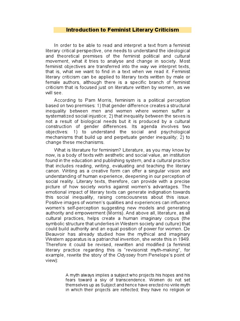 Feminist Literary Criticism | PDF | Feminism | Gender Studies