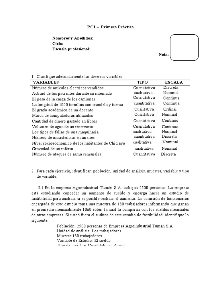 PC1 - Práctica Calificada | PDF