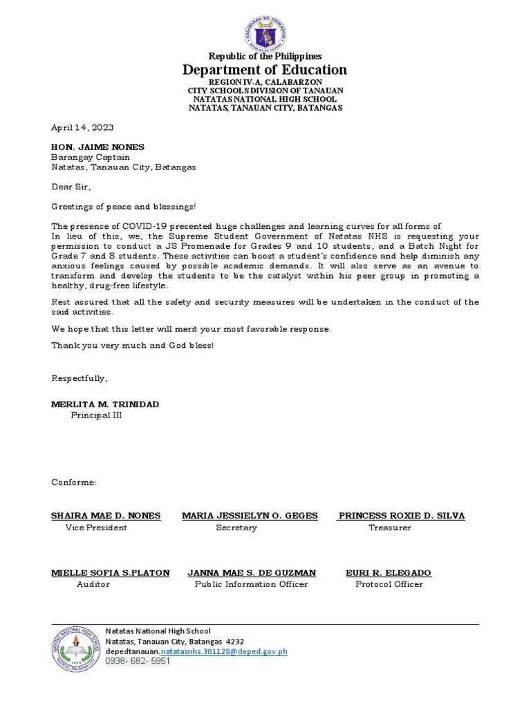 Letter For JS BN Request | PDF