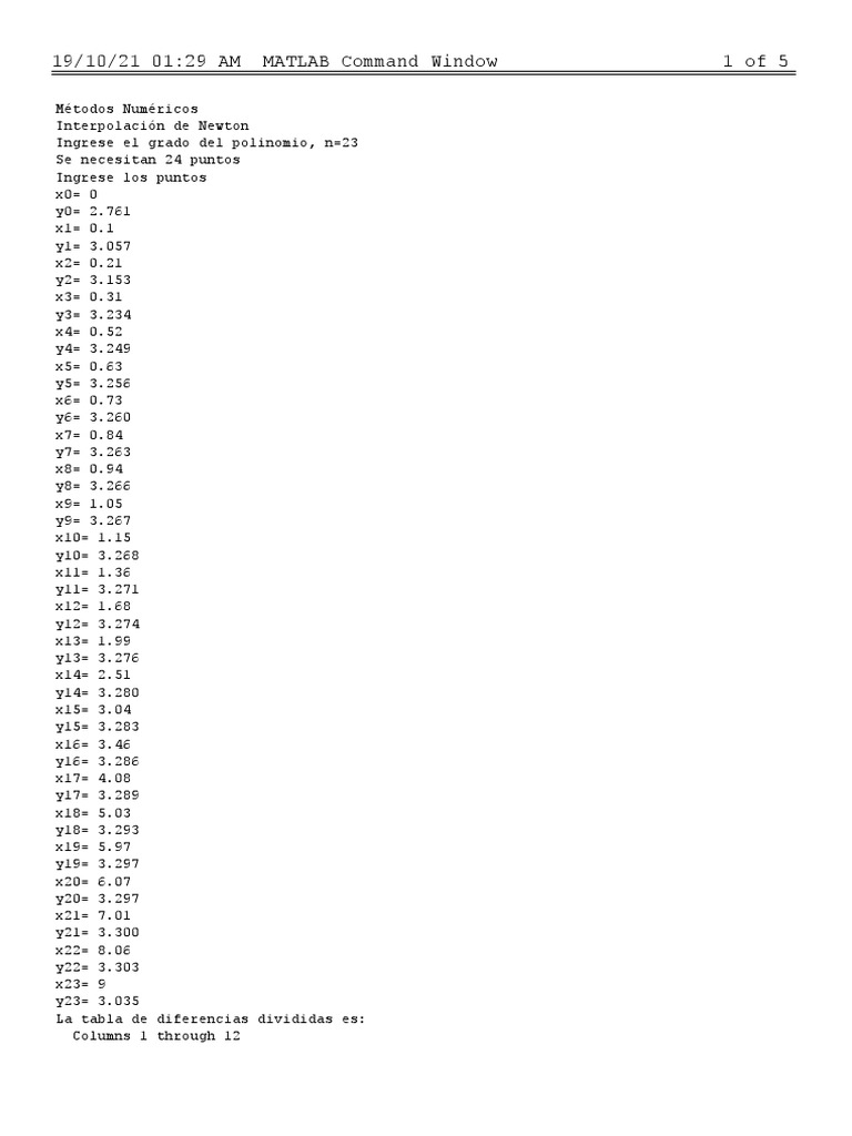 Matlab | PDF | Análisis numérico | Matemáticas De La Computación Matlab | PDF | Análisis numérico | Matemáticas De La Computación