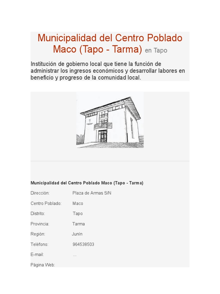 Municipalidad Del Centro Poblado Maco | PDF