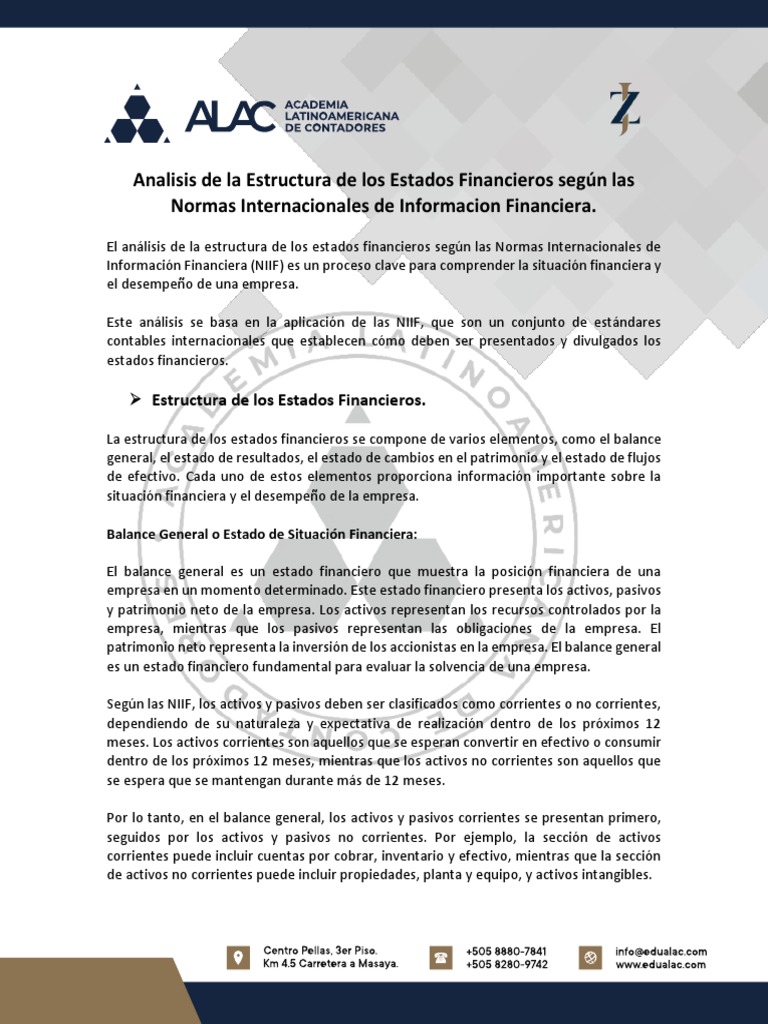 Analisis de La Estructura de Los EEFF Según Las NIIF - Msc. Jimmy Zelaya | PDF | Estado ...