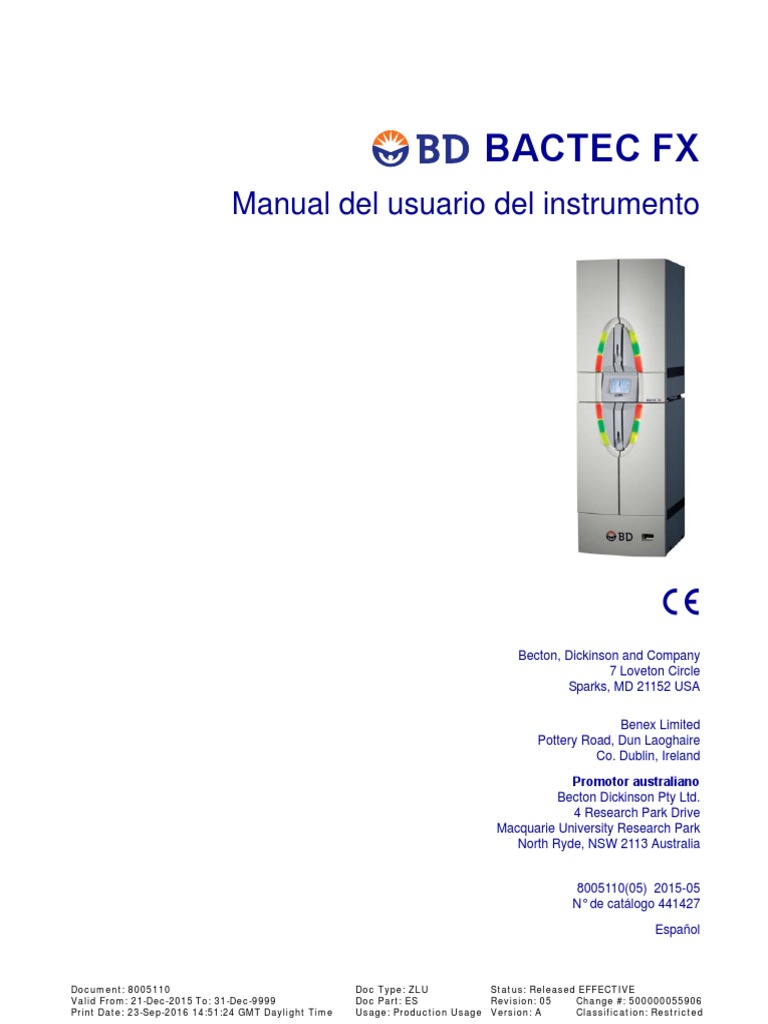 Bactec FX: Manual Del Usuario Del Instrumento | PDF | Diodo emisor de ...