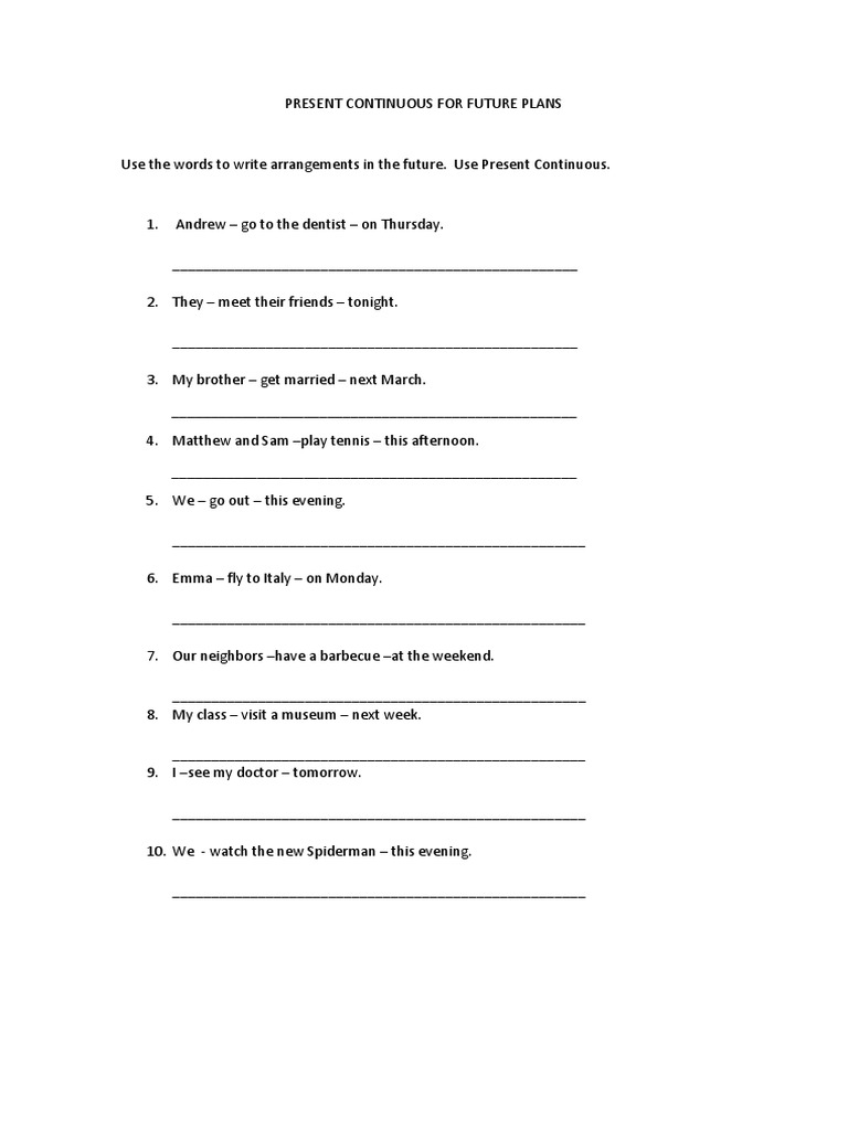 Present Continuous For Future Plans | PDF