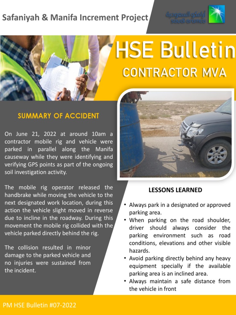 PM HSE Safety Alert - Contractor MVA #07-2022 | PDF