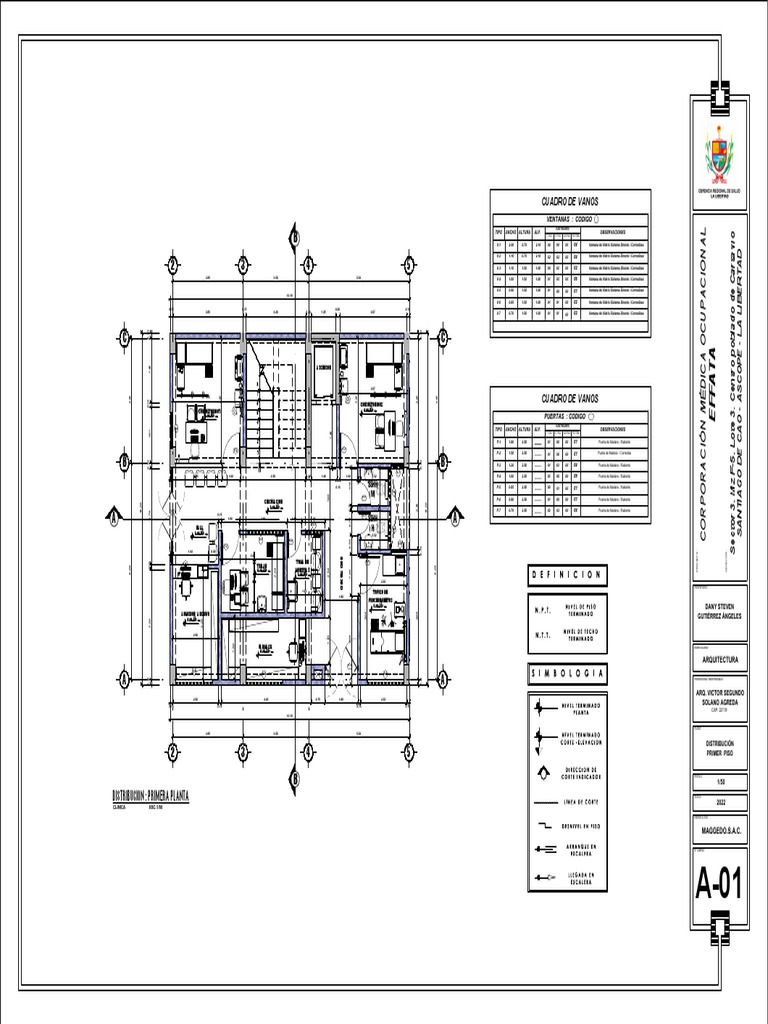 Distribucion: Primera Planta: Cuadro de Vanos | PDF