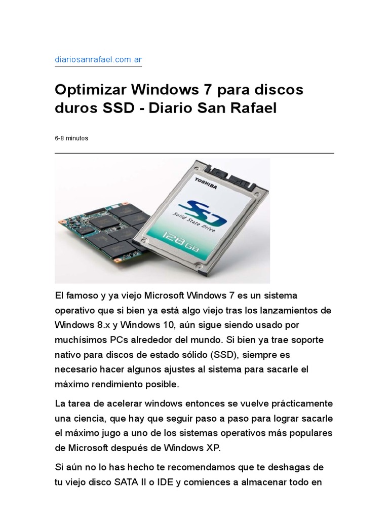 Optimizar Windows 7 para Discos Duros SSD - Diario San Rafael | PDF ...