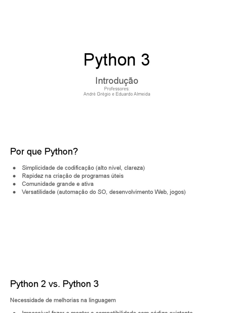 Introdução à Programação Em Python Variáveis E Operações Matemáticas Básicas Pdf Python
