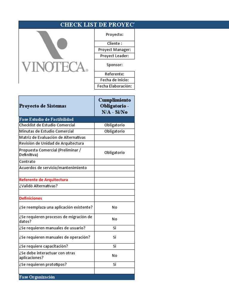 Check List de Proyectos de Desarrollo Y Mantenimiento de Sistemas | PDF ...