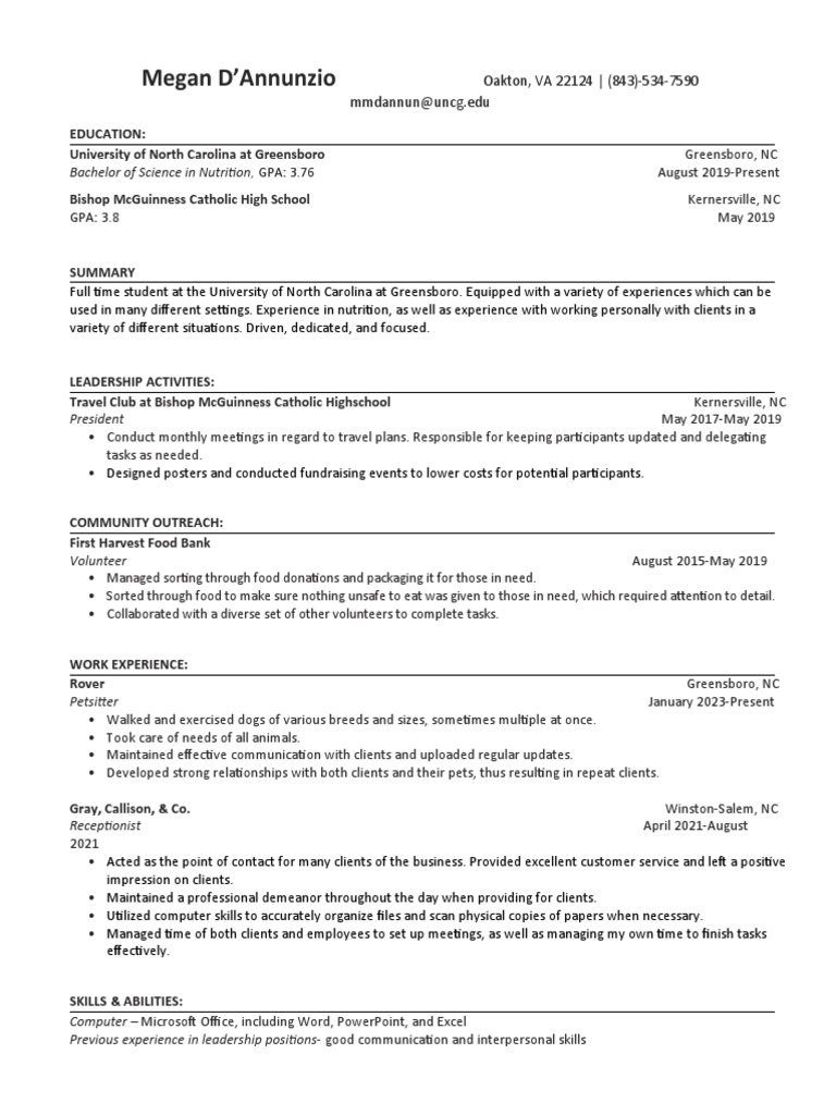 Megan Dannunzio Resume | PDF | Communication | Leadership Megan Dannunzio Resume | PDF | Communication | Leadership