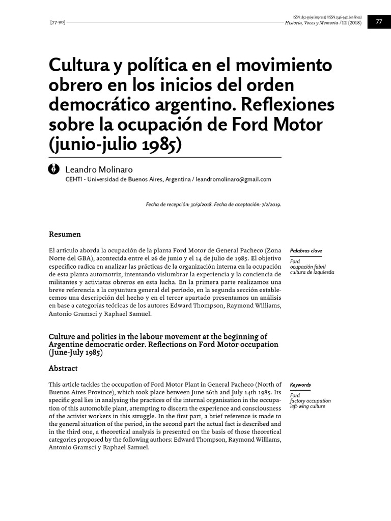 Cultura y Politica en El Movimiento Obre | PDF