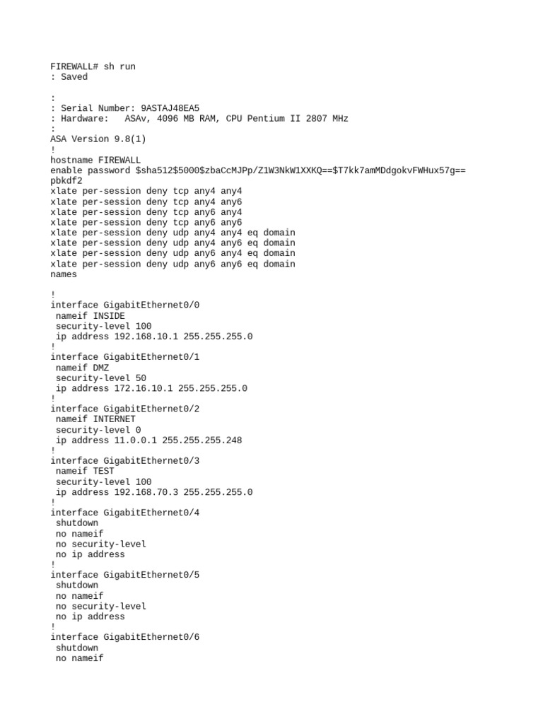 Config FW Asa | PDF | Internet Protocols | Ip Address