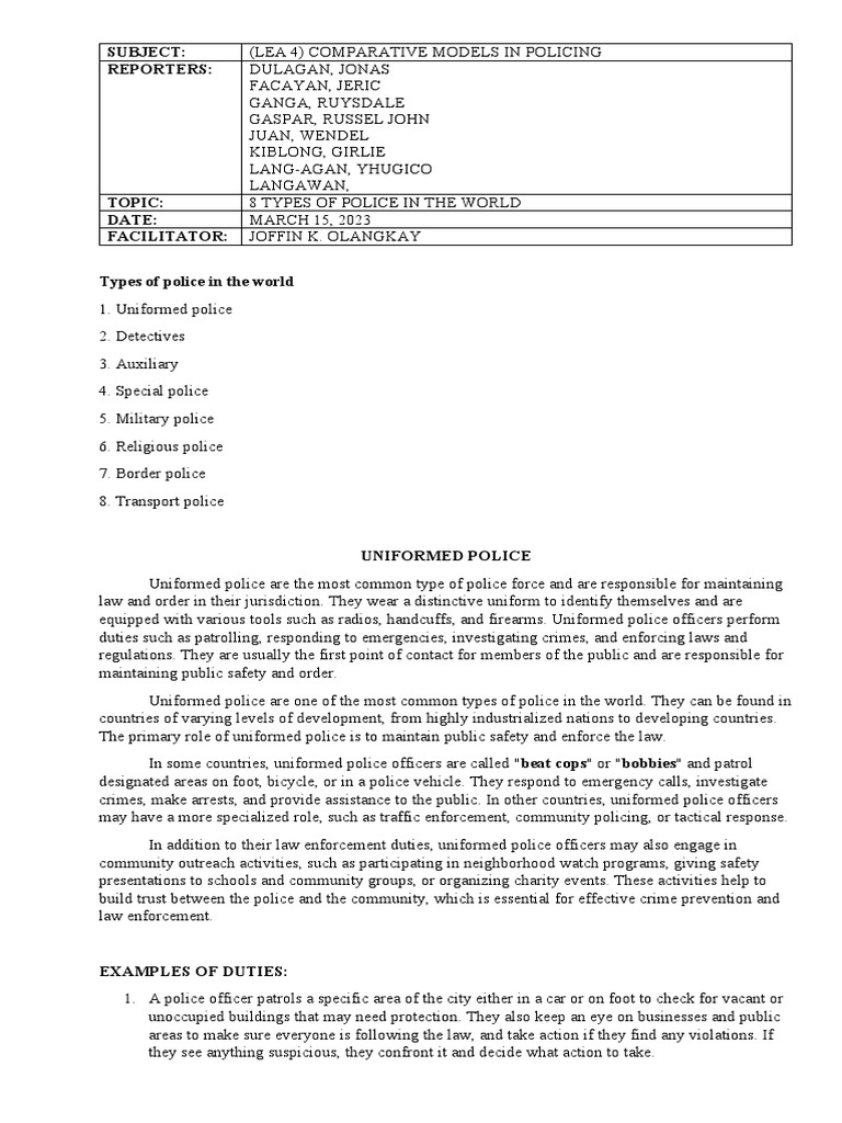 8 Types of Police Report | PDF | Military Police | Detective