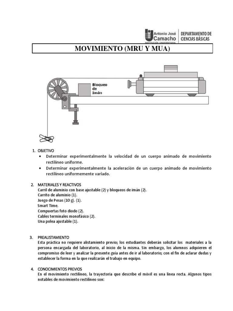 Practica Nø2 FISICA I - MOVIMIENTO (MRU Y MUA) | PDF | Velocidad ...