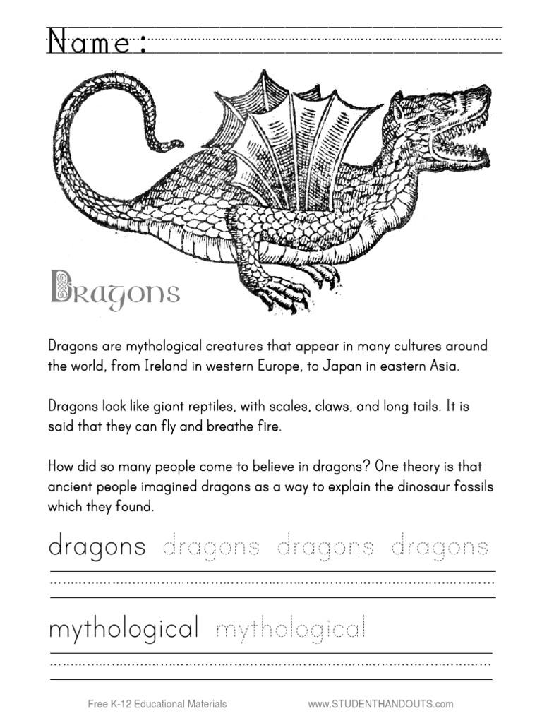 Dragons Dragons Dragons Dragons Mythological Mythological: Free K-12 ...