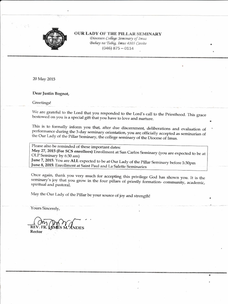 OLP Acceptance Letter | PDF